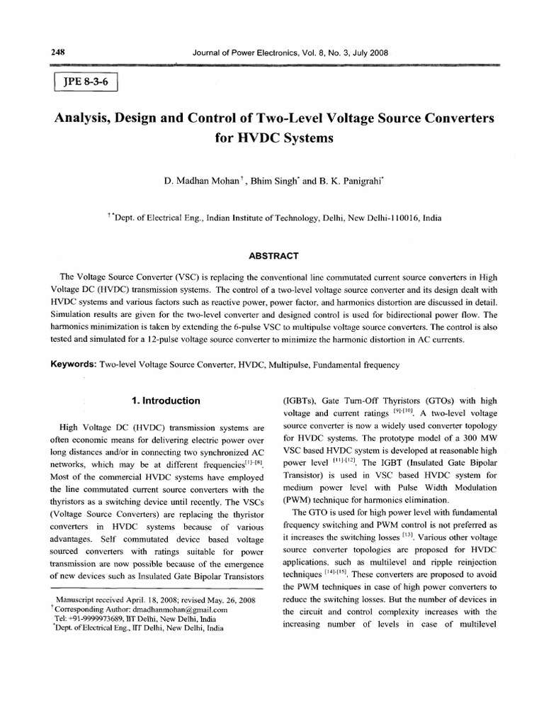 Analysis. Design and Control of Two-Level Voltage Source Converters For ...