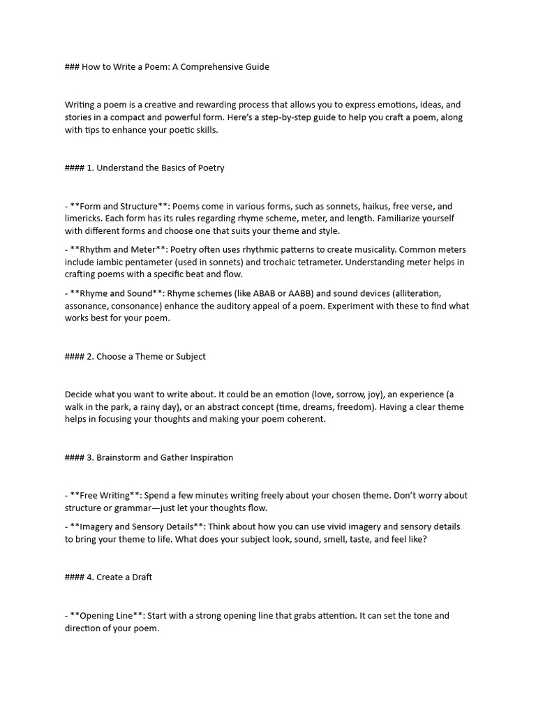 How To Write A Poem1 | PDF | Poetry | Metre (Poetry)