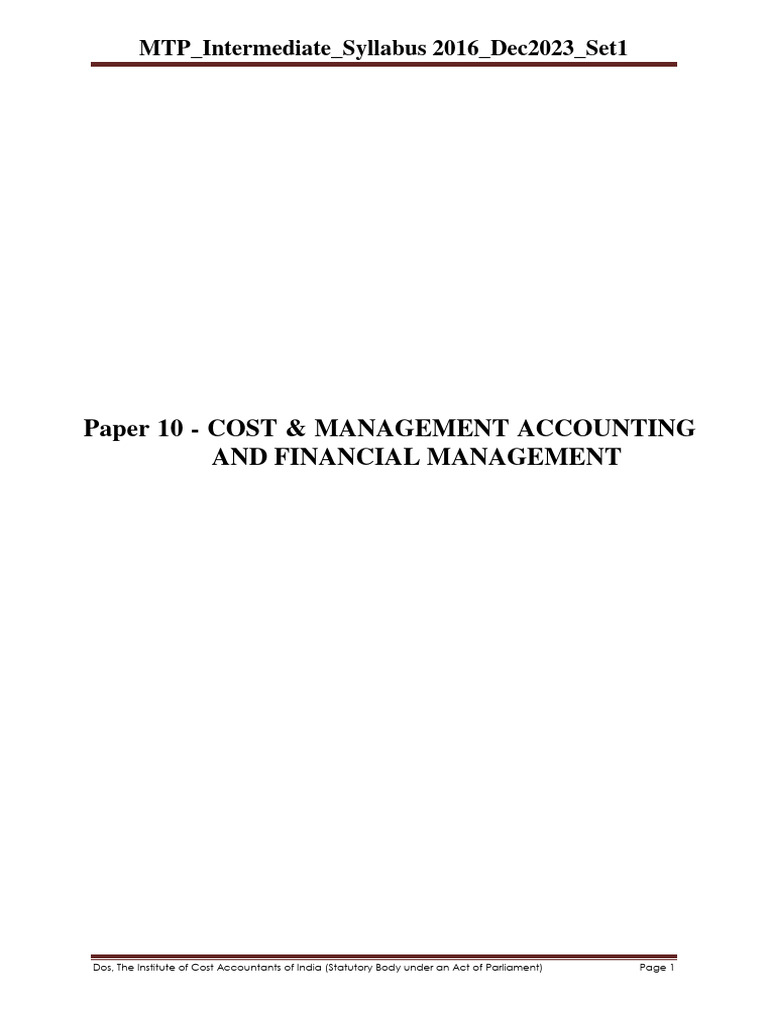 Paper10 Set1 MTP Dec 23 | PDF | Dividend | Equity (Finance)