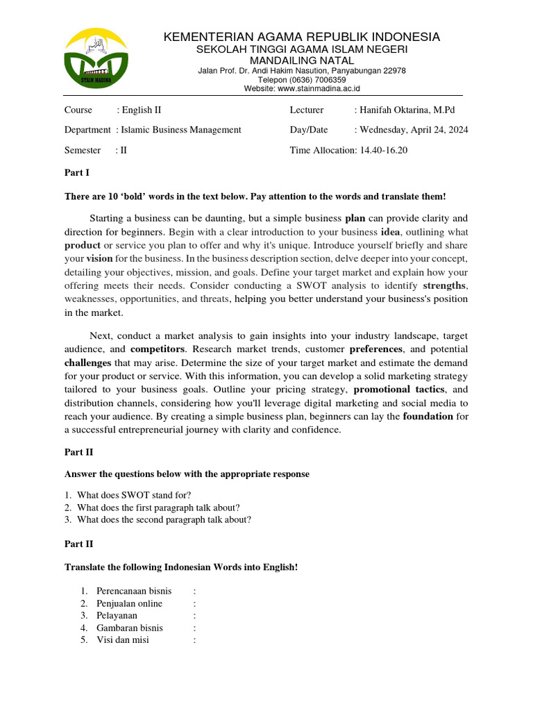 Uts English II Mbs | PDF | Marketing | Financial Economics