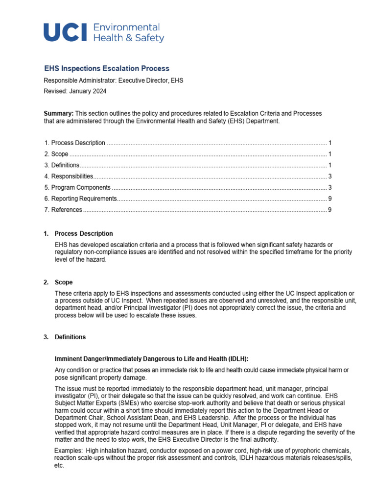 Escalation Criteria and Process | PDF | Laboratories | Safety