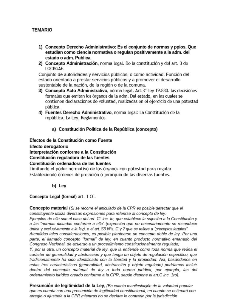 TEMARIO Administratrivo Ordenado | PDF | Regulación | Constitución