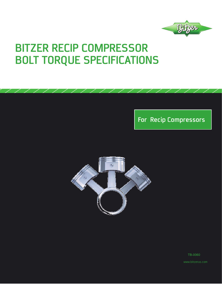 BITZER Reciprocating Torque Specs | PDF | Screw | Equipment