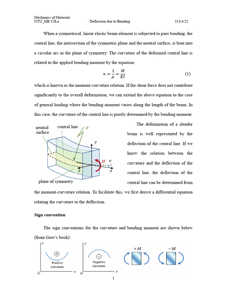 Note 7 Bending Deflections 113 | PDF | Bending | Beam (Structure)
