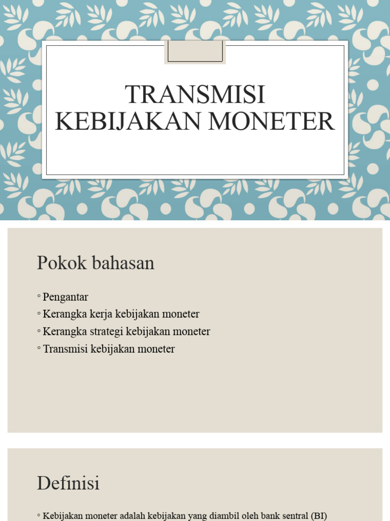 Transmisi Kebijakan Moneter | PDF
