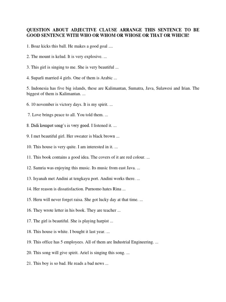 Adjective Clause Part 1 | PDF