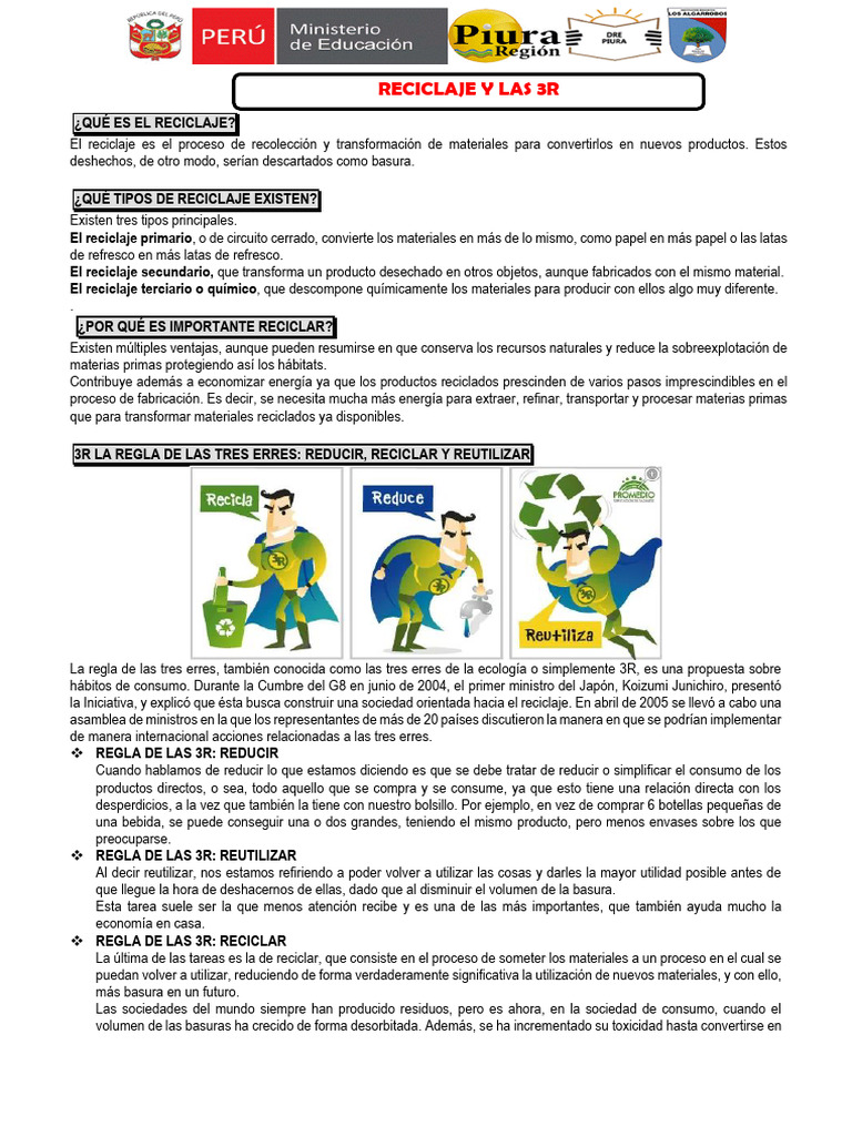 Importancia del Reciclaje y las 3R | PDF | Residuos | Reciclaje