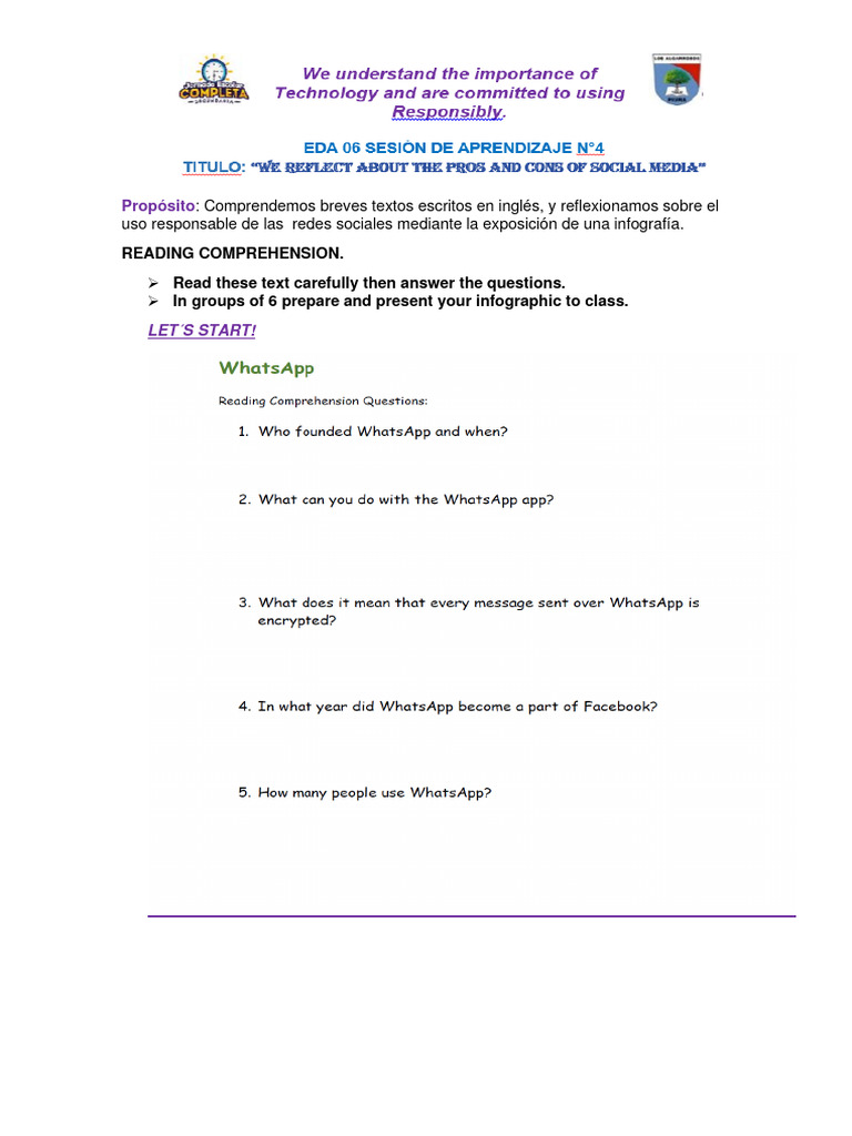 Worksheet Session 04 5TH. Grade Reading Comprehension | PDF | Social ...