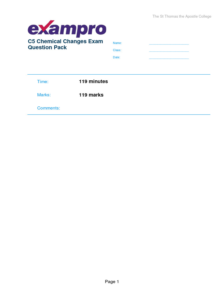 c5 Chemical Changes Exam Qs | PDF | Acid | Magnesium