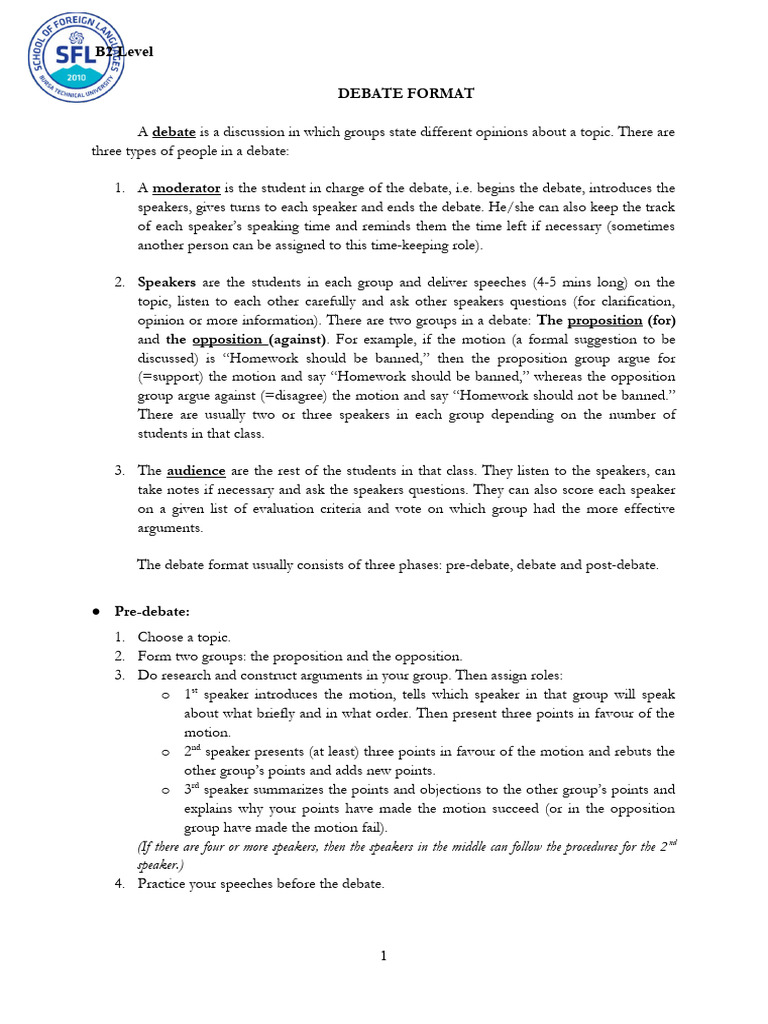 Debate Format | PDF | Human Communication