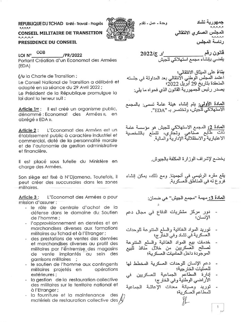 Loi N°008 PCMT 2022 | PDF