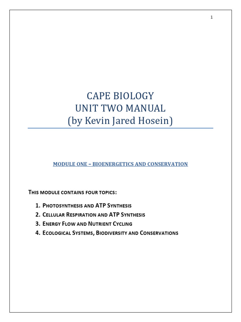 Cape Biology Unit 2 Complete | PDF | Photosynthesis | Adenosine ...