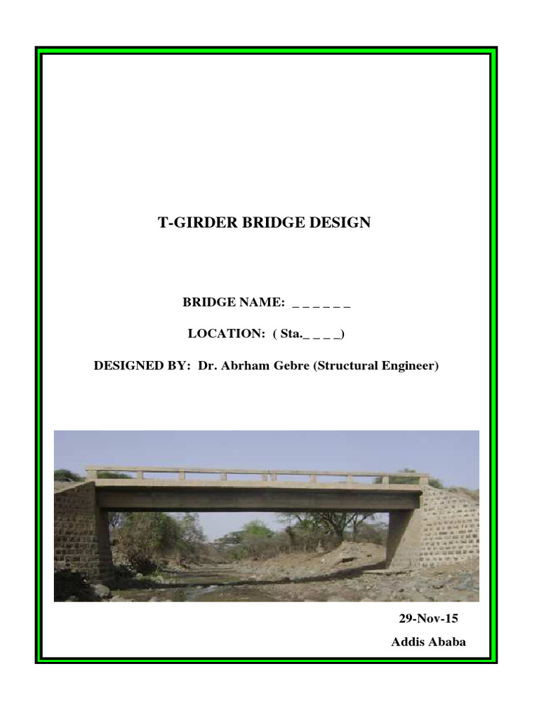 RC T-Girder Bridge Design | PDF | Beam (Structure) | Bending