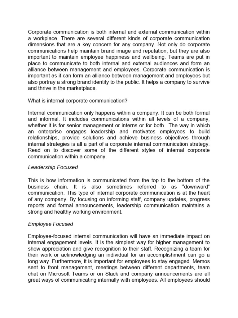 Corporate Communication Insights | PDF | Advertising | Social Media