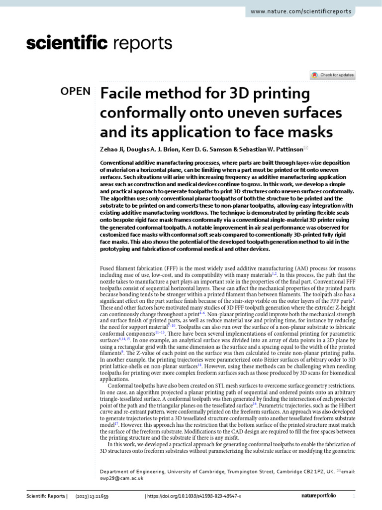 R-Facile Method For 3D Printing Conformally Onto Uneven Surfaces and ...