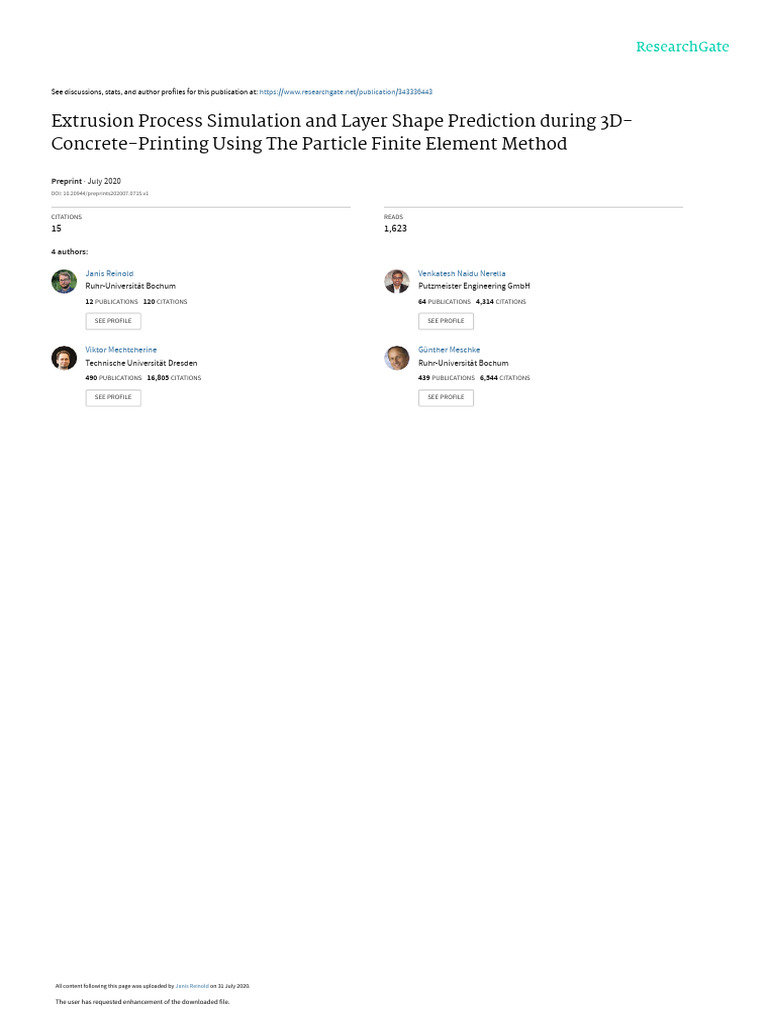 R-Extrusion Process Simulation and Layer Shape Prediction During 3D-Concrete-Printing Using The ...