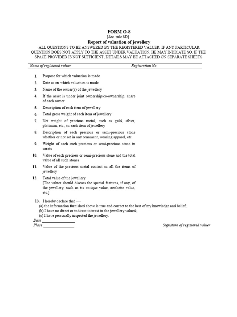 Jewellery Valuation Report Template | PDF