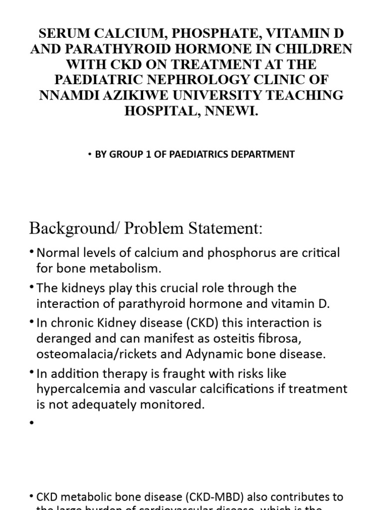 Teamd CKD-MBD Title Presentation | PDF | Chronic Kidney Disease | Vitamin D