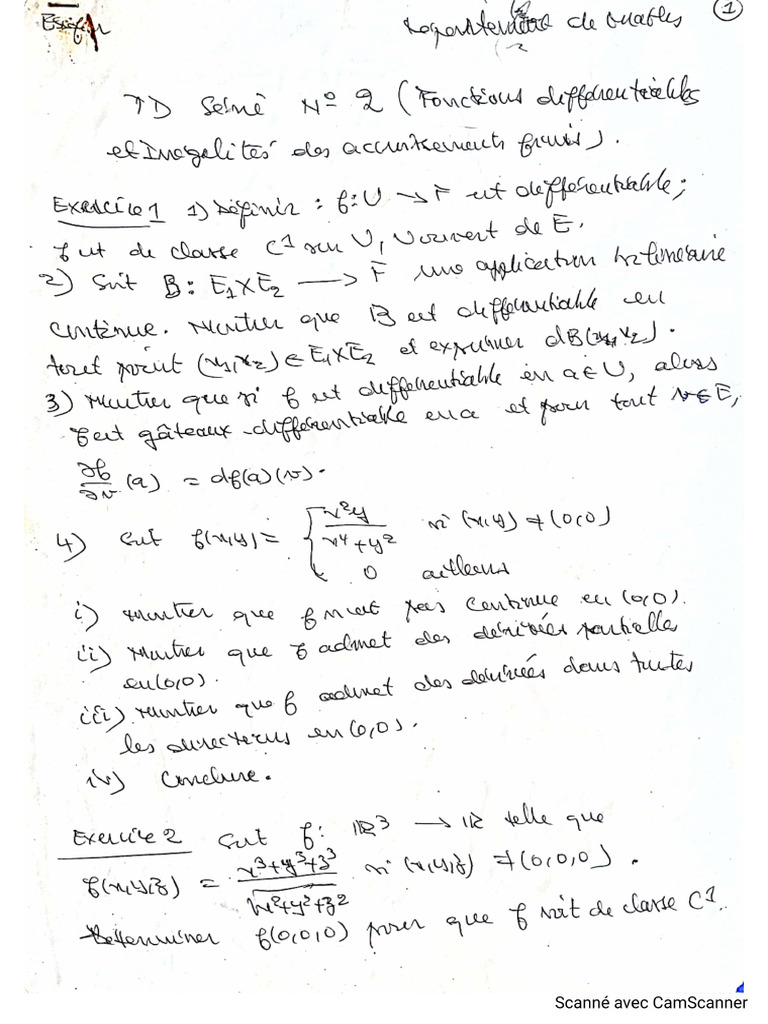 TD Calcul Diff Série No2 | PDF