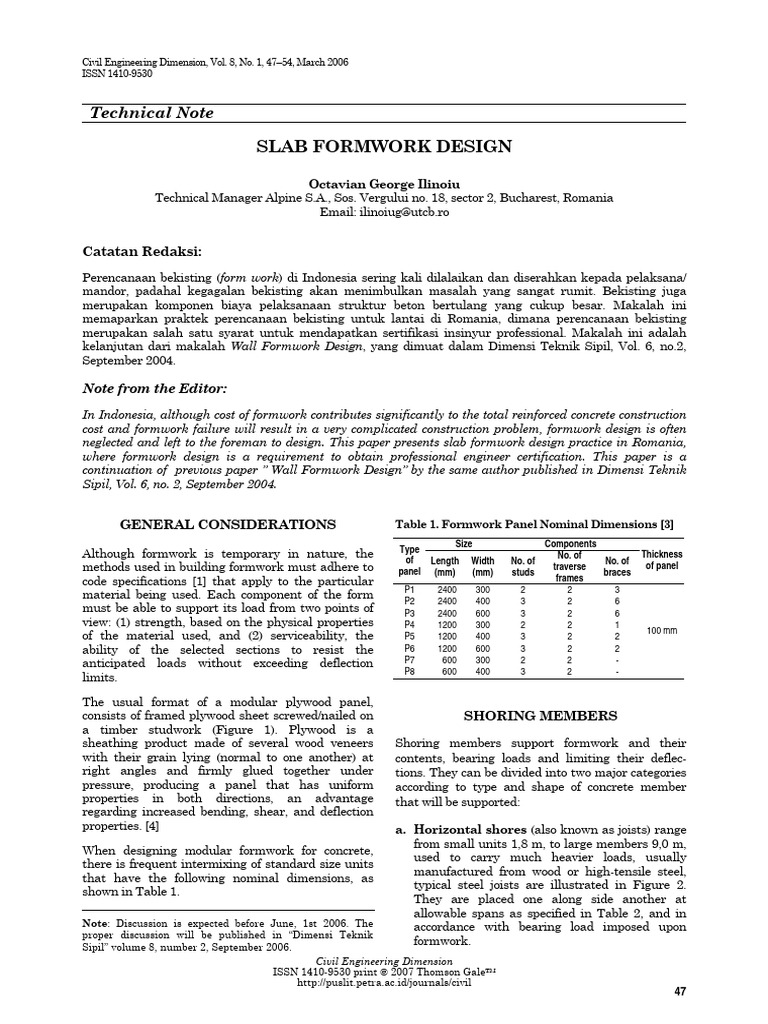 Slab Formwork Design | PDF | Bending | Beam (Structure)