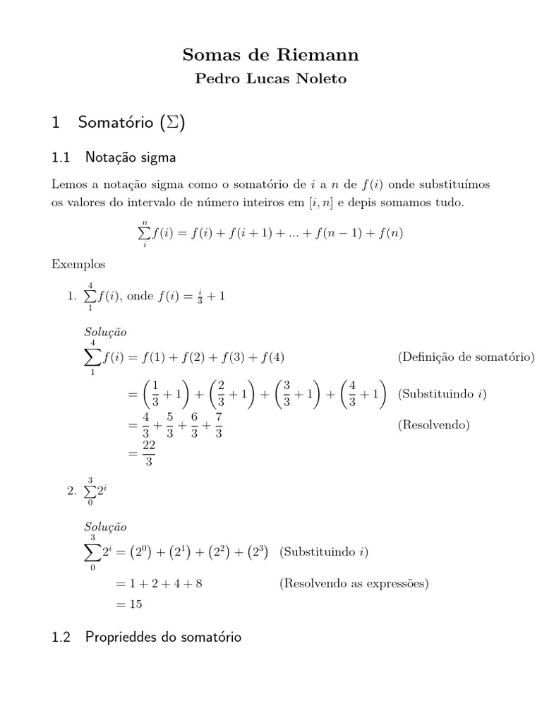 Somas de Riemann | PDF | Somatório | Matemática