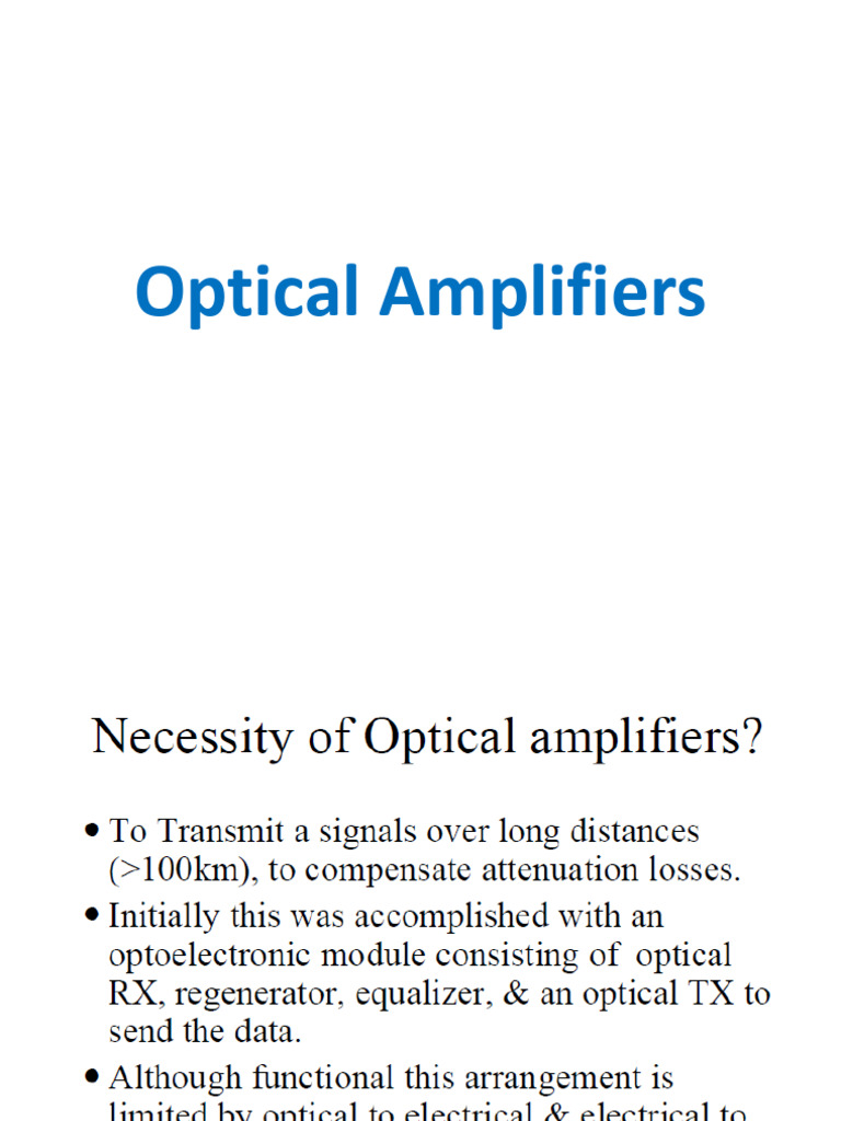 Optical Amplifiers for Engineers | PDF | Optical Fiber | Optics