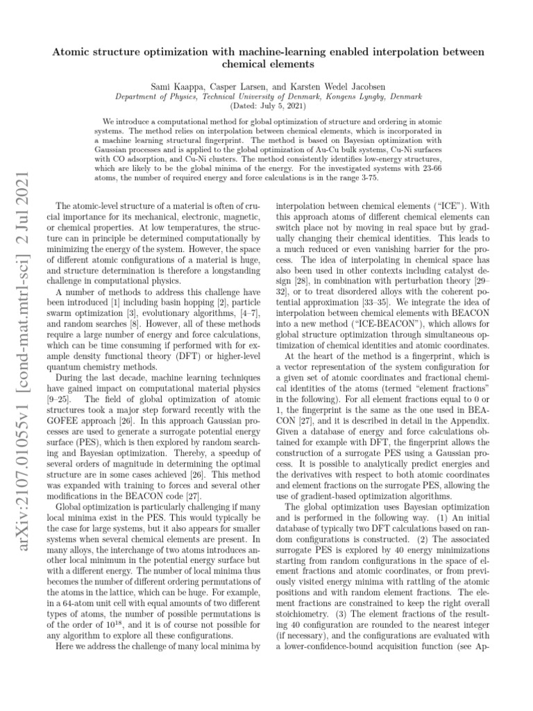 ICE-BEACON: Optimizing Atomic Structures | PDF | Density Functional ...
