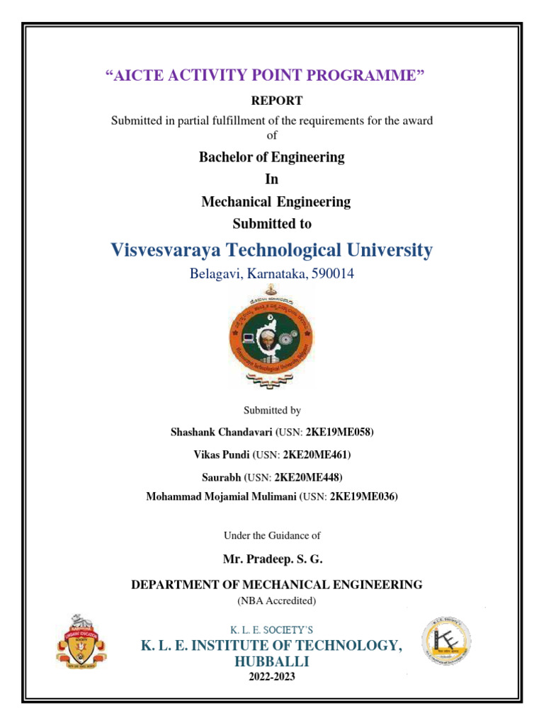 AICTE Activity Report B25 | PDF | Sanitation