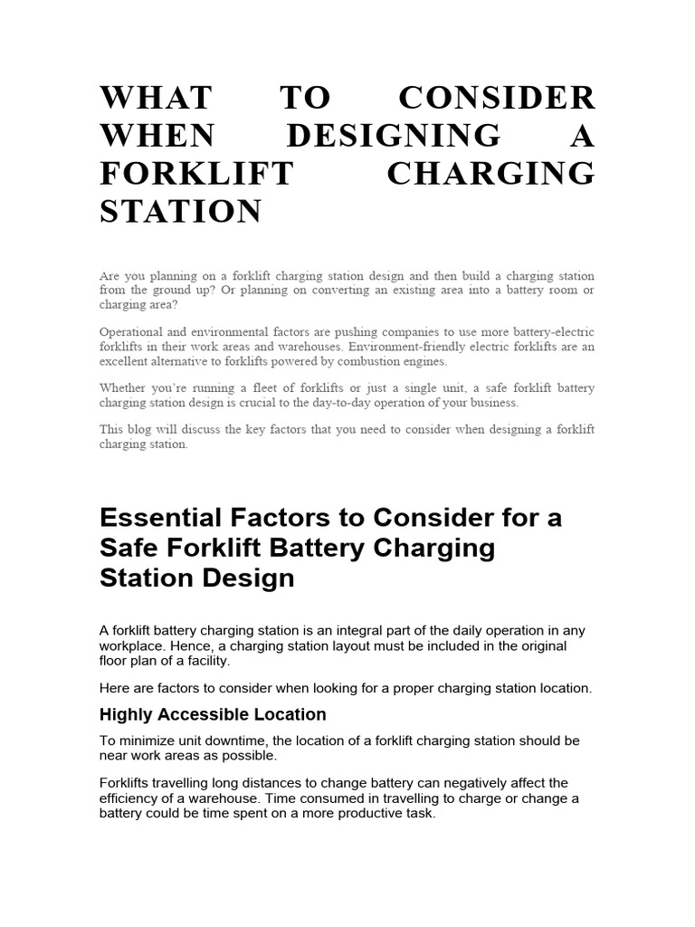 Forklift Charging Station Design | PDF | Forklift | Water Supply