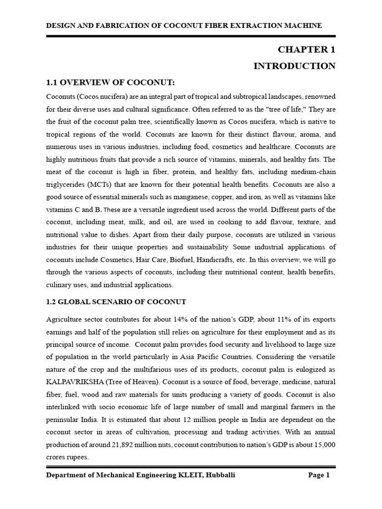 1.1 Overview of Coconut:: Design and Fabrication of Coconut Fiber Extraction Machine | Download ...