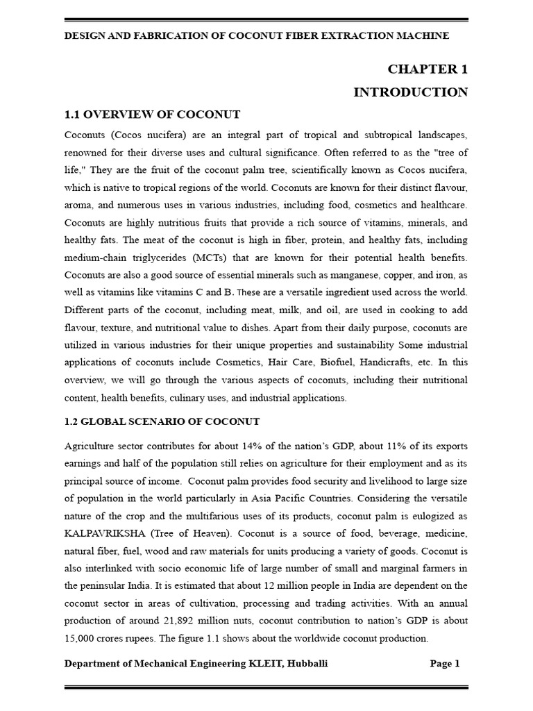 1.1 Overview of Coconut: Design and Fabrication of Coconut Fiber Extraction Machine | Download ...