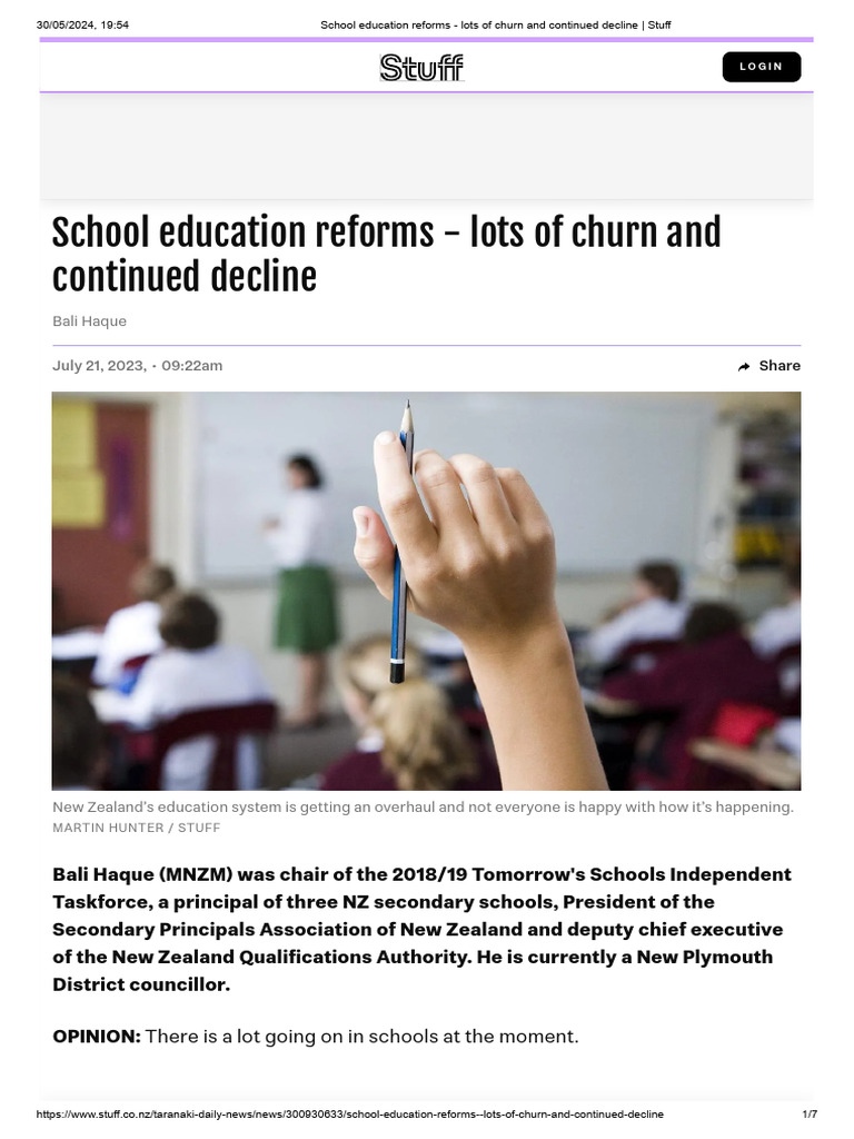 School Education Reforms - Lots of Churn and Continued Decline - Stuff ...