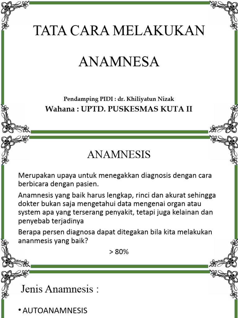 Cara Melakukan Anamnesa Pada Pasien | PDF | Pengembangan Diri ...