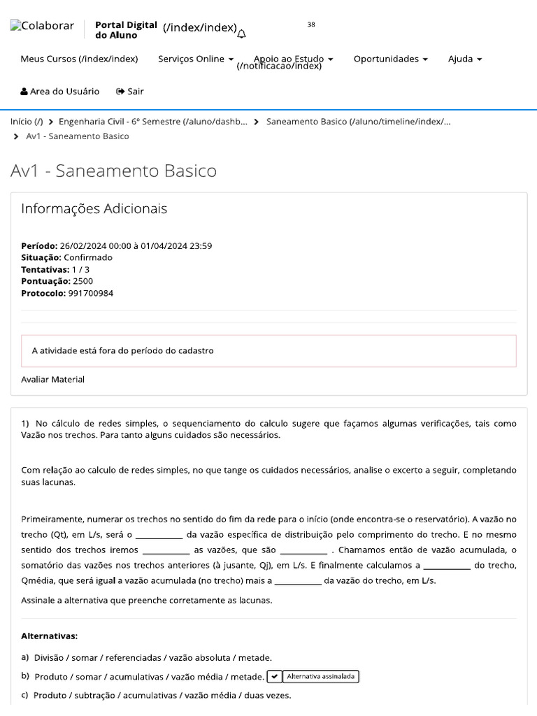 Av1 Saneamento | PDF