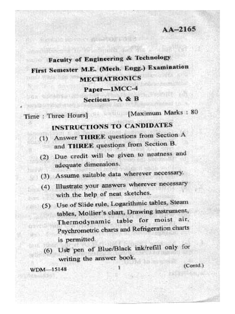 M.E.-Mech - CAM.CAD-Sem I-Mechatronics (AA-2161) | PDF