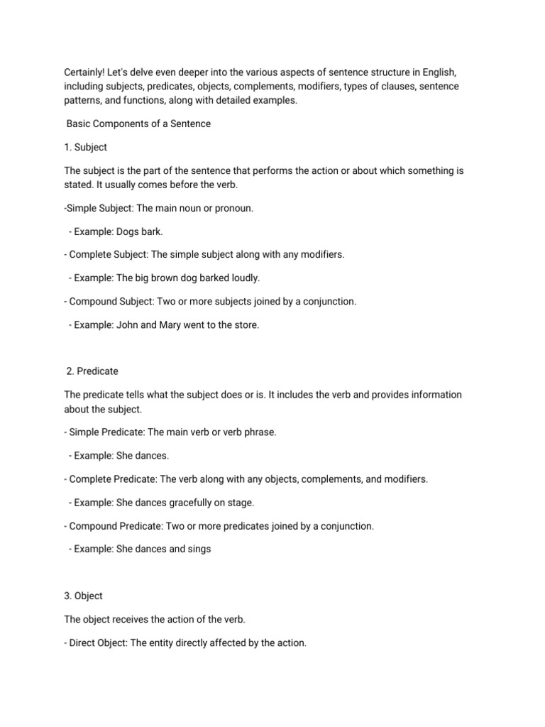 Sentence Structure Written by Moses Msemwa | PDF | Subject (Grammar ...