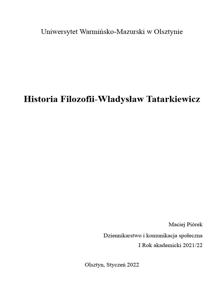 Władysław Tatarkiewicz | PDF
