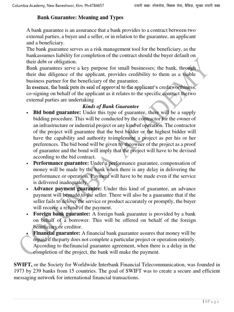 Bank Guarantee and Swift | PDF | Remittance | Cheque