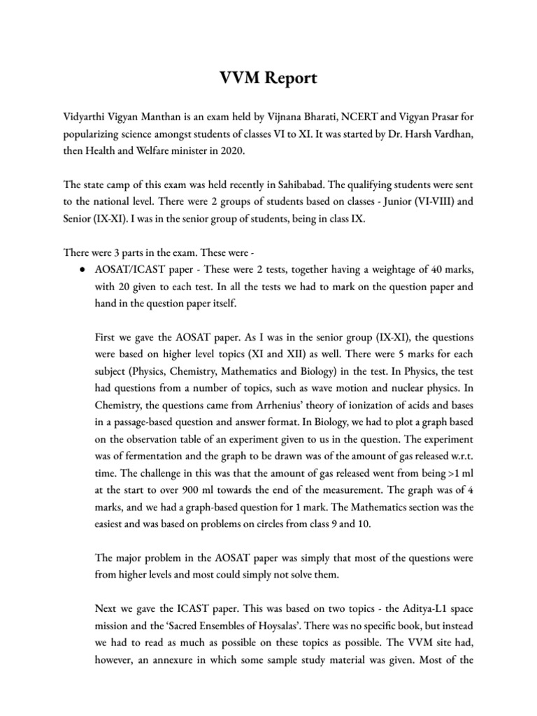VVM Report | PDF | Physics | Science
