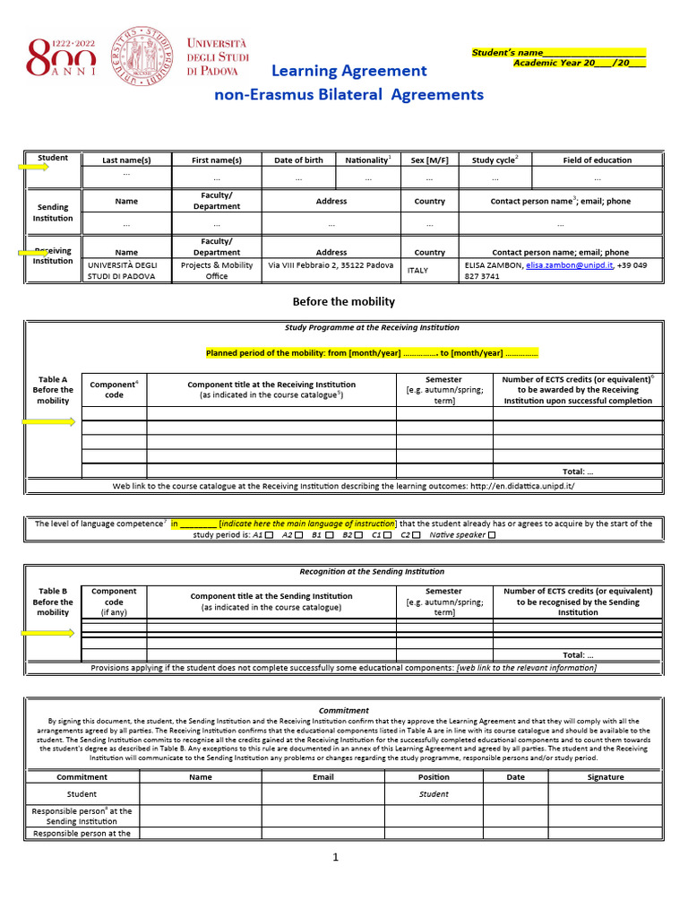 Learning Agreement For Studies BA Before | PDF | Learning | Academic Degree
