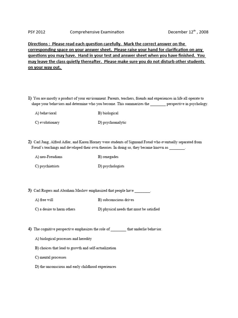 Psych Comp Exam Final Pdf Stimulus Physiology Neuron