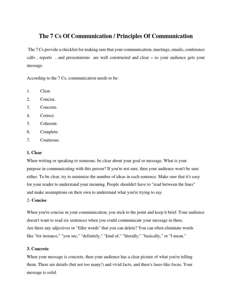 7 Cs of Communication | PDF | Career & Growth