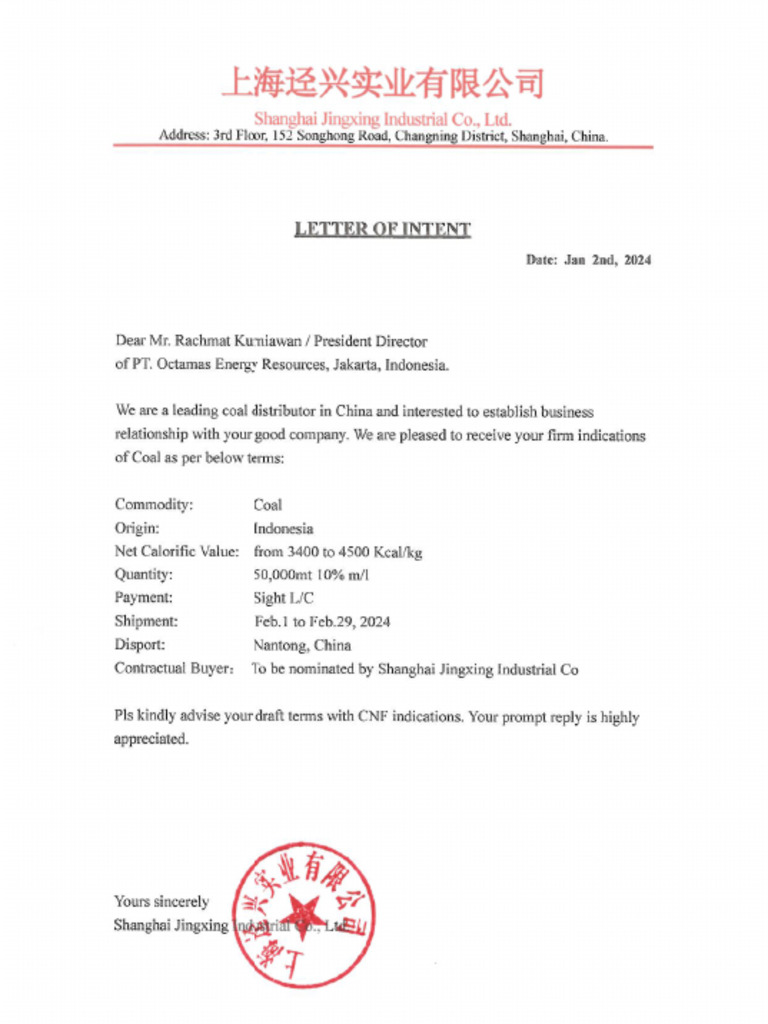 Letter of Intent | PDF