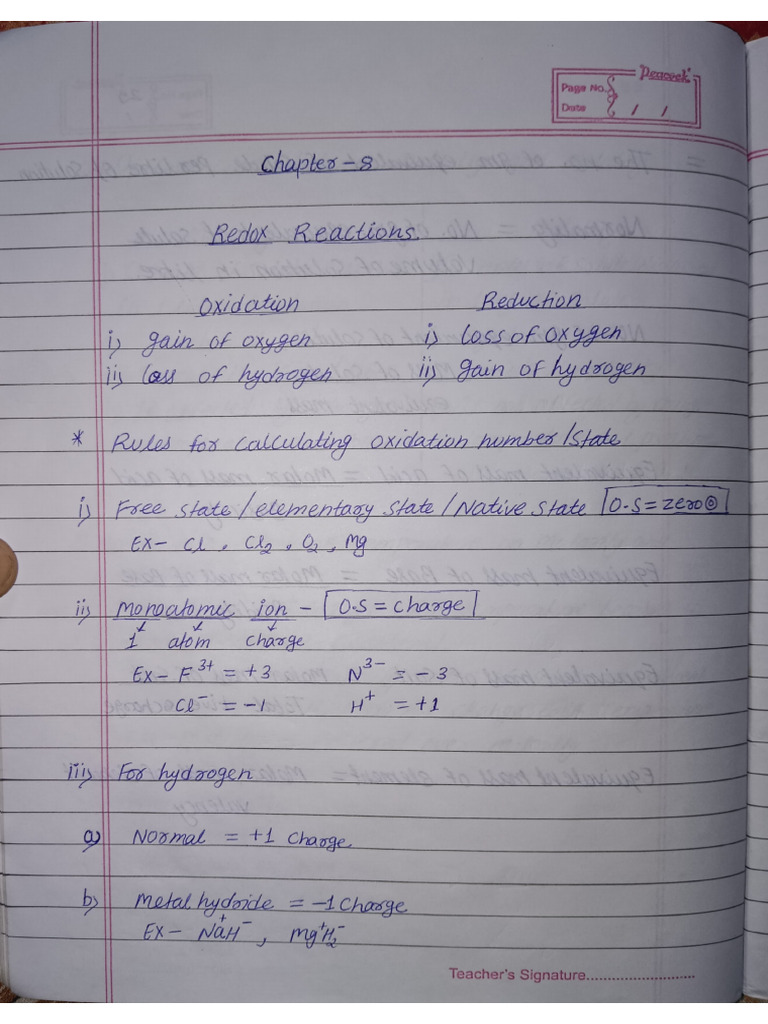 Redox Reaction Class11 Chemistry Notes | PDF