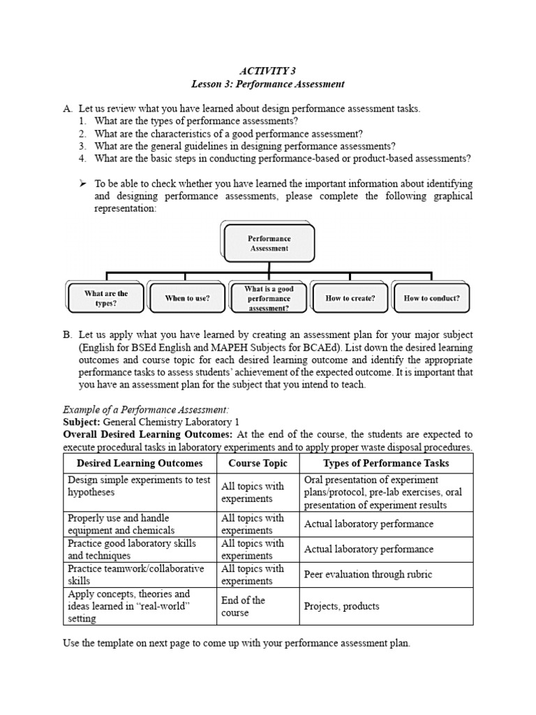 Activity - Performance Assessment | PDF | Educational Assessment ...