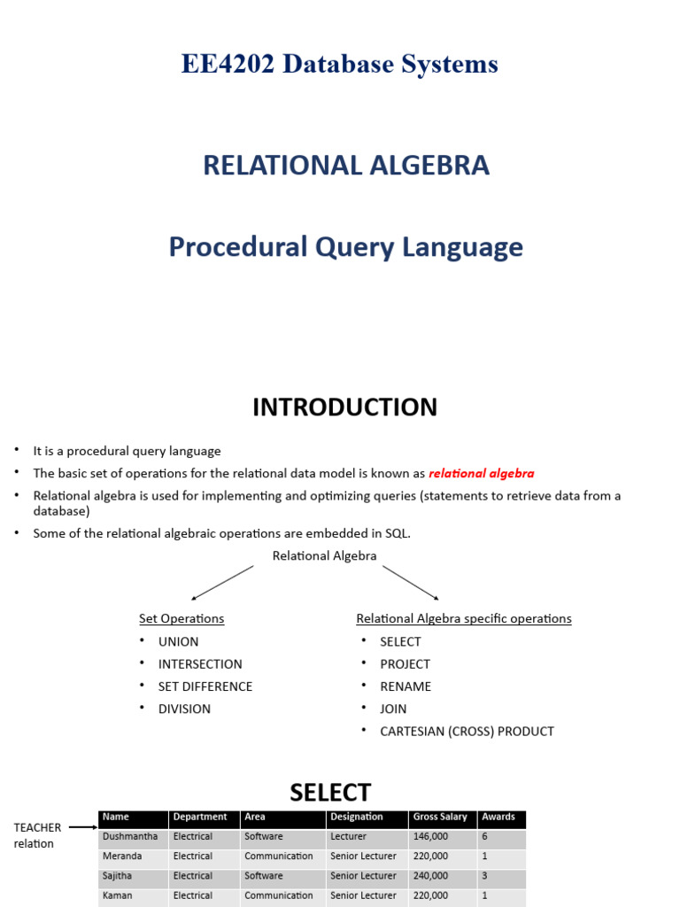6 Relational Algebra | Download Free PDF | Relational Model | Software Design