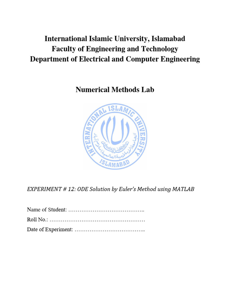 NM Lab 12 Manual - EulerMethod | PDF | Ordinary Differential Equation | Numerical Analysis