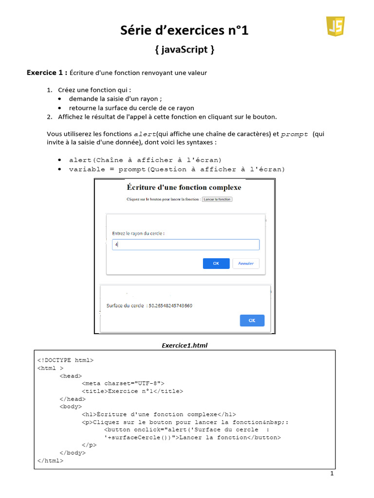 Exemples de fonctions JavaScript simples | PDF | JavaScript