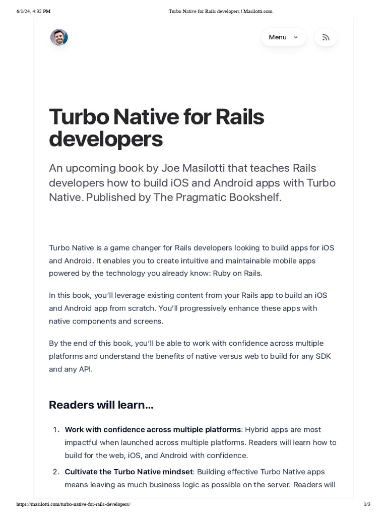 Turbo Native For Rails Developers | PDF | Mobile App | Ios