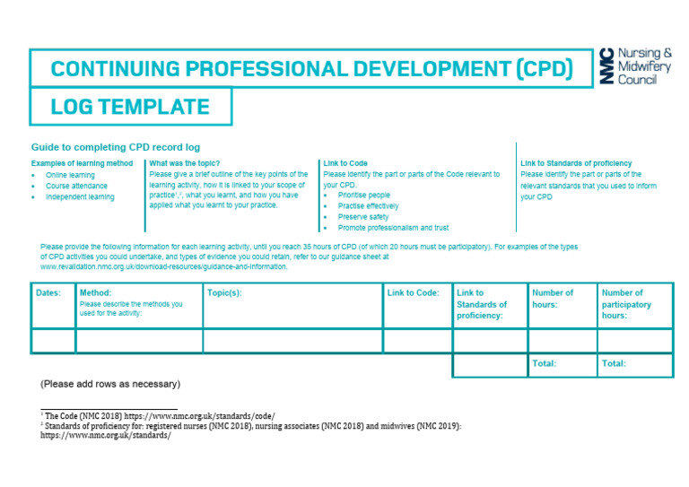 CPD Log | Download Free PDF | Professional Development | Health Care